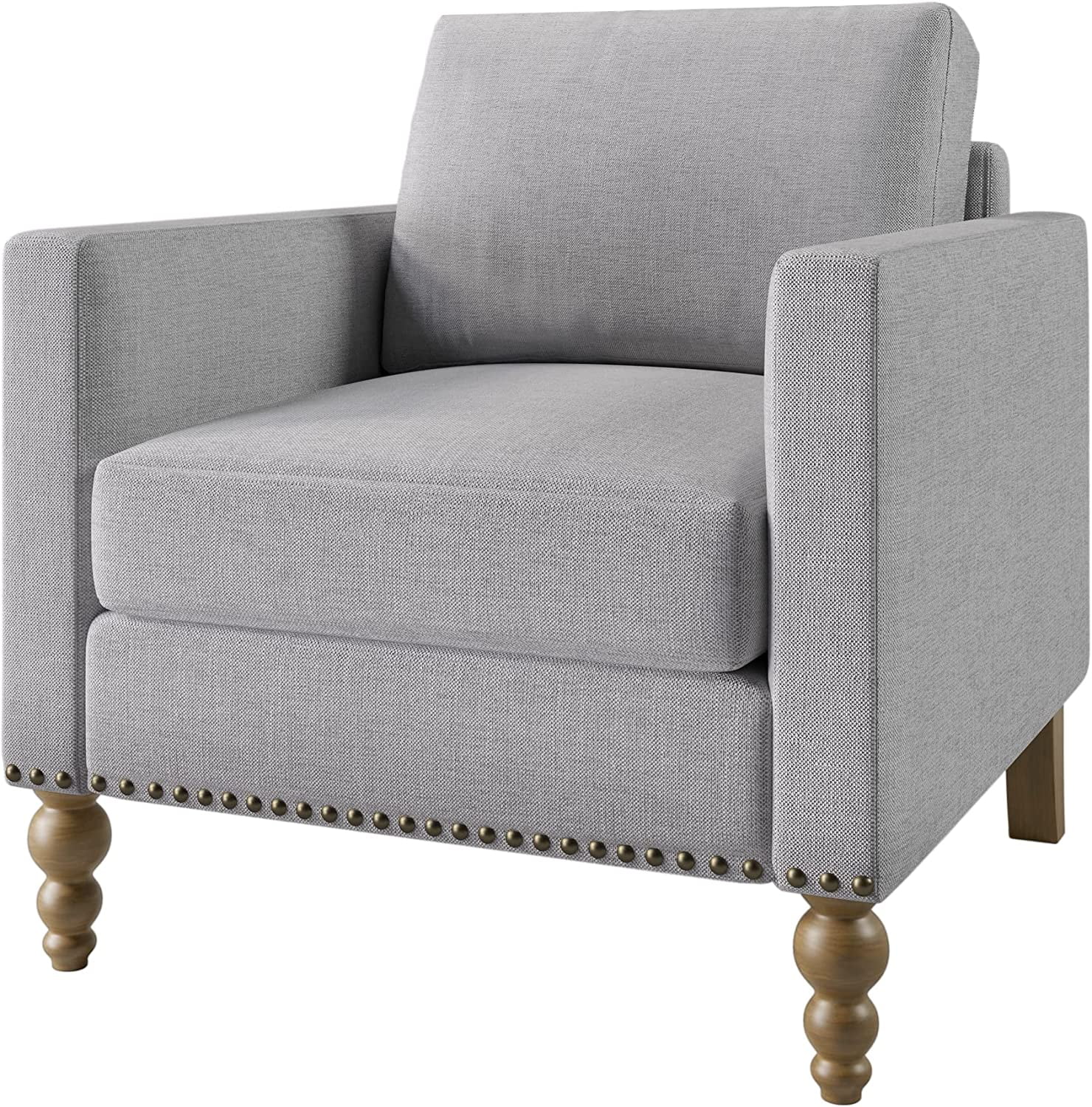 Classic Linen Arm Chair For Living Room,Accent Chair With Nail-Head ...