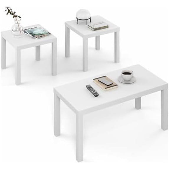Classic Living Room Table Set of 3, Modern Rectangle Coffee Table with ...