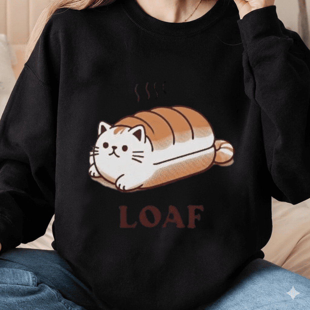 Classic Loaf Cat Meme Cute Kitty Humor Sketch Loafmeme Sweatshirt, up ...