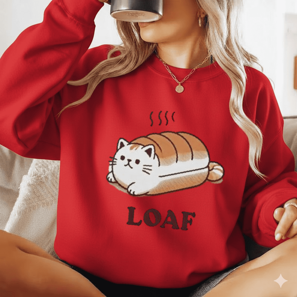 Classic Loaf Cat Meme Cute Kitty Humor Sketch Loafmeme Sweatshirt, up ...