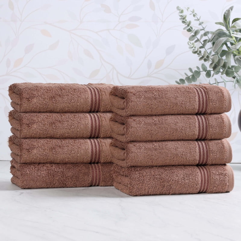 Classic Long Combed Egyptian Cotton Ultra-Soft Absorbent 8-Piece Hand ...