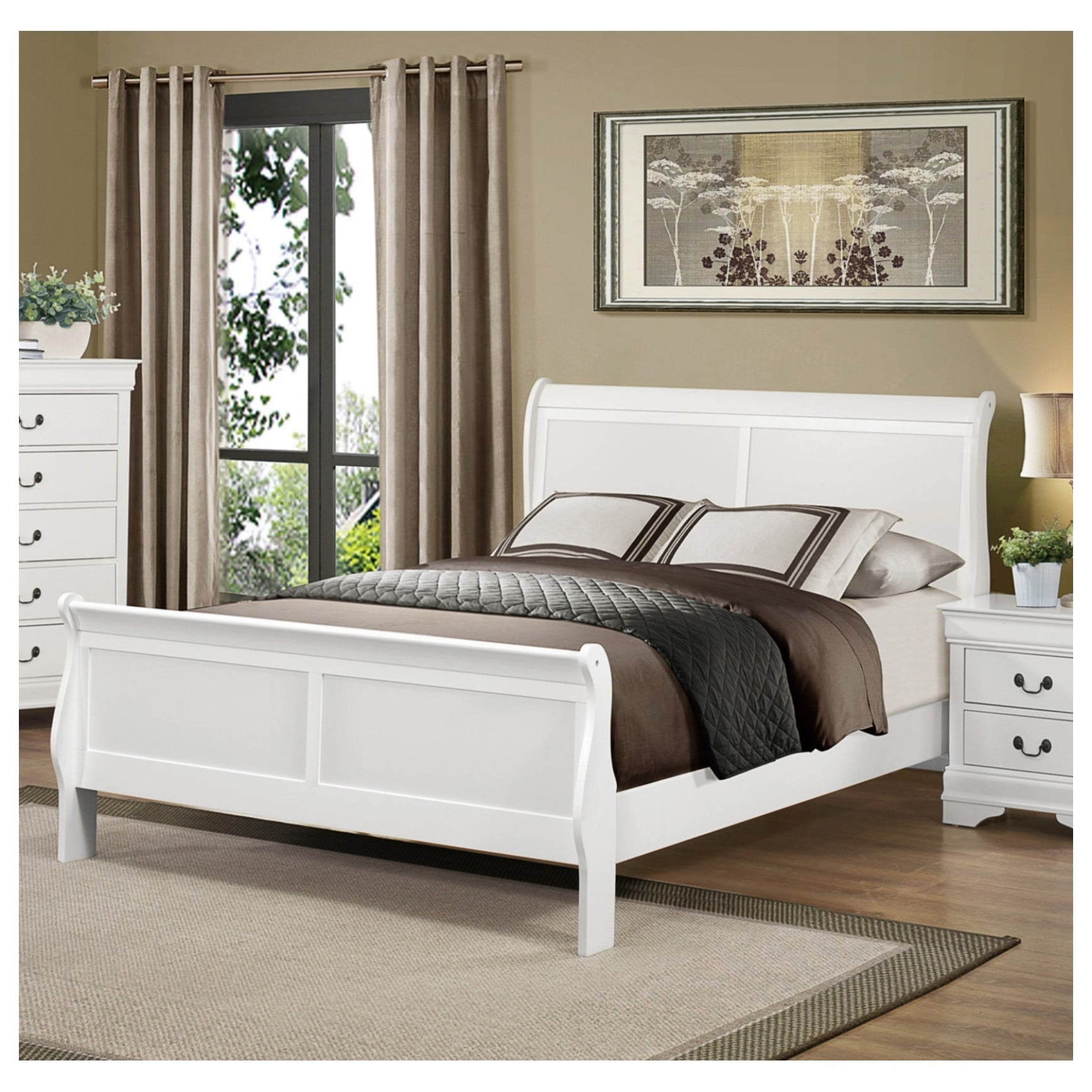 Classic Louis Philipe Style White Queen Size Bed 1pc Traditional Design ...