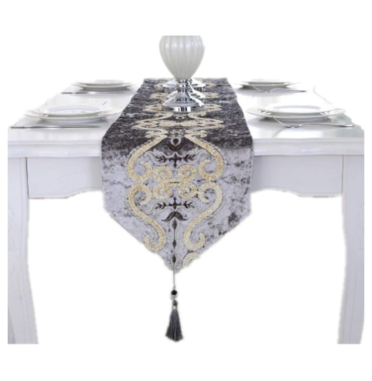 Classic Luxury Table Runner with Tassels for Wedding Party Banquet Home ...