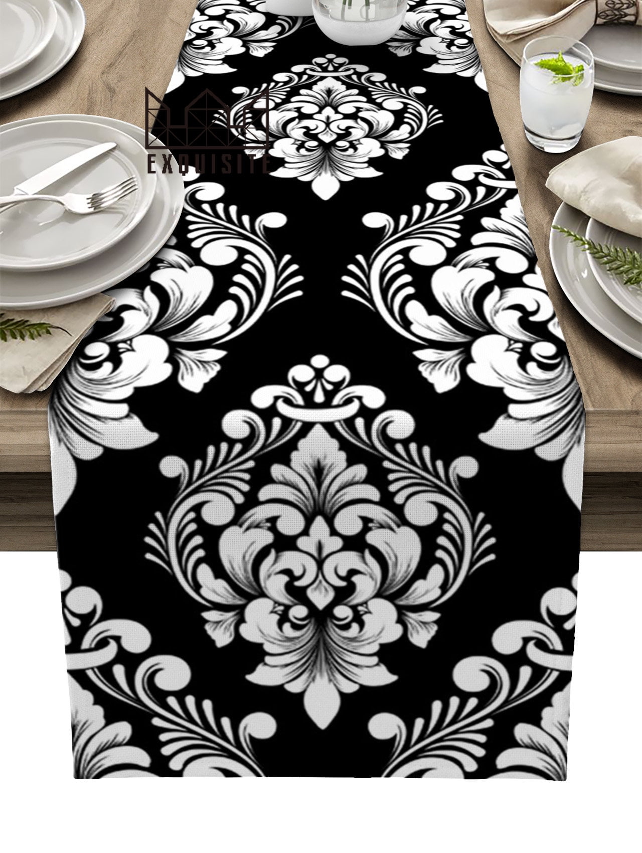 Classic Luxury Vintage Damask Black Wedding rations Coffee Table r ...