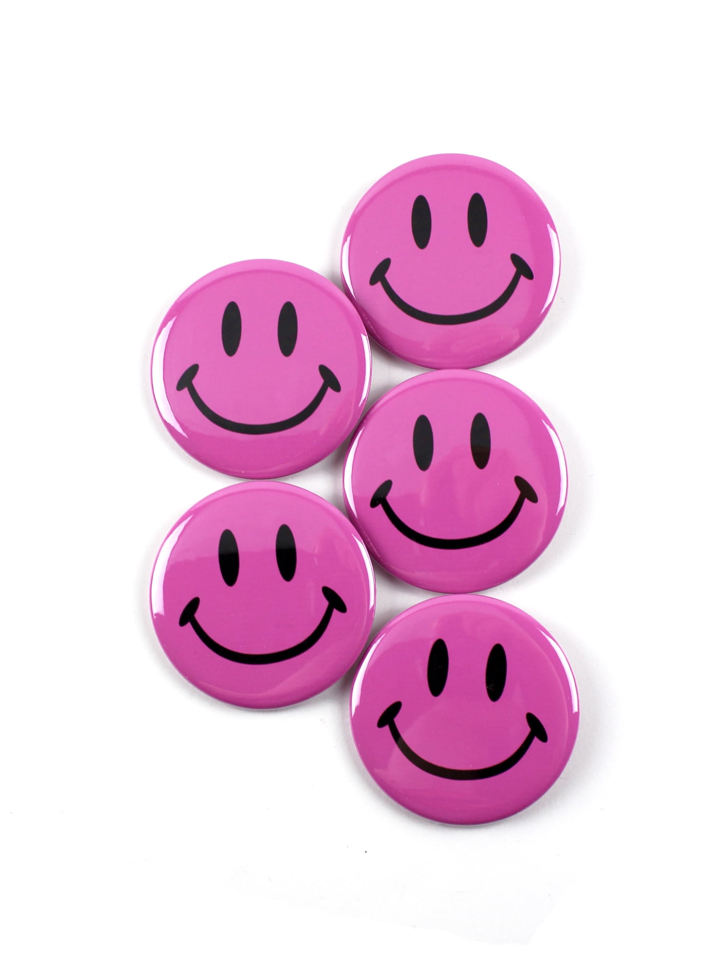 Classic Magenta Smiley Face Pinback Button Badges - 2.25 Inch Round - 5 ...