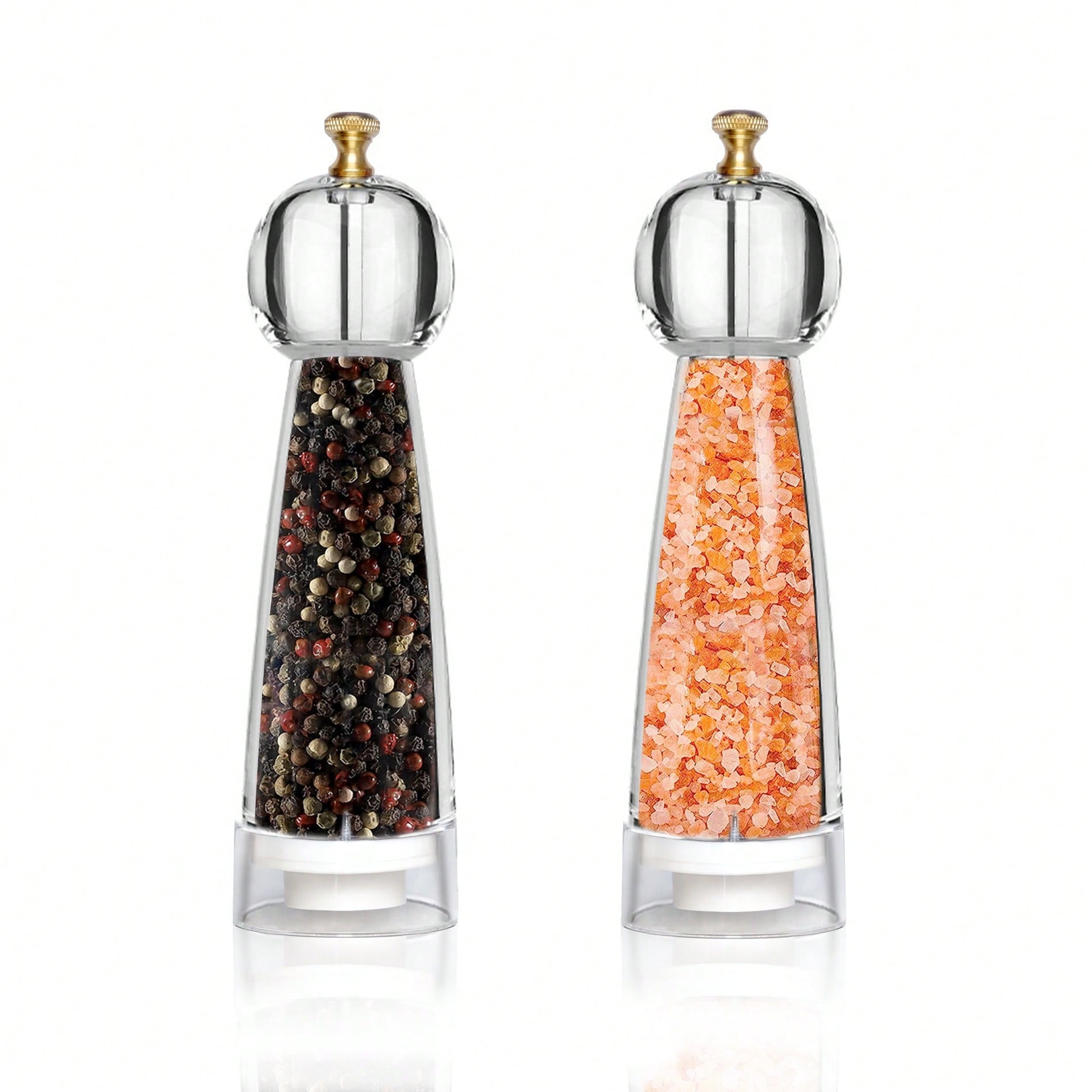 Classic Manual Transparent Pepper Grinder & Salt Mills Solid Wood Hand ...