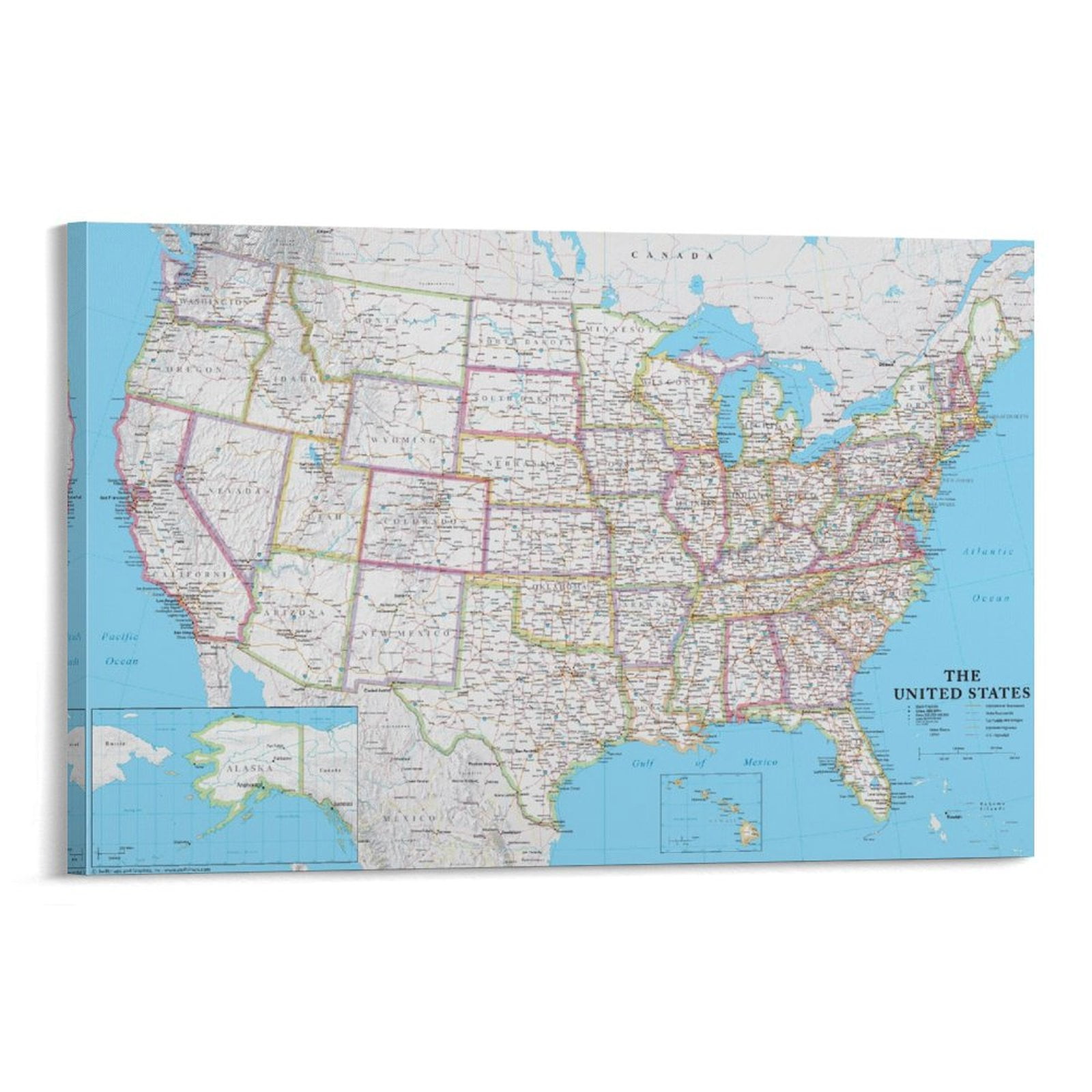 Classic Map Poster of The United States Canvas Poster Wall Art Picture ...