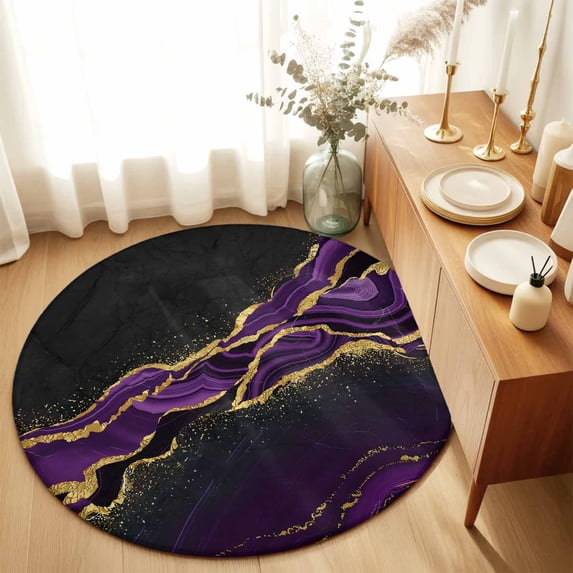 Classic Marble Texture Pattern Round Area Rug 3ft,Living Room Rug Non ...