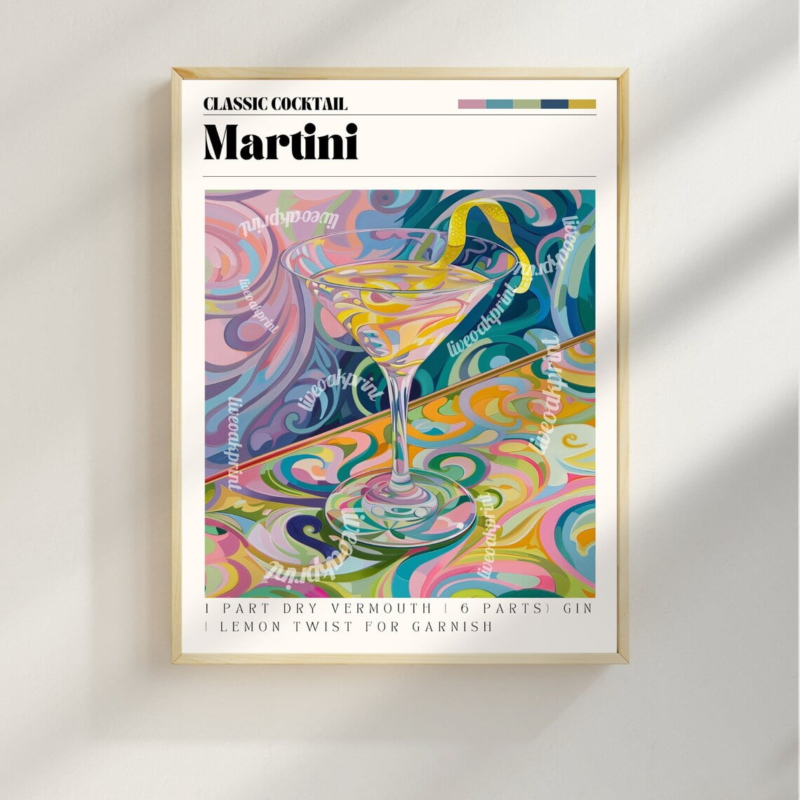 Classic Martini Print - Martini Cocktail Wall Art - Bar Cart - Classic ...