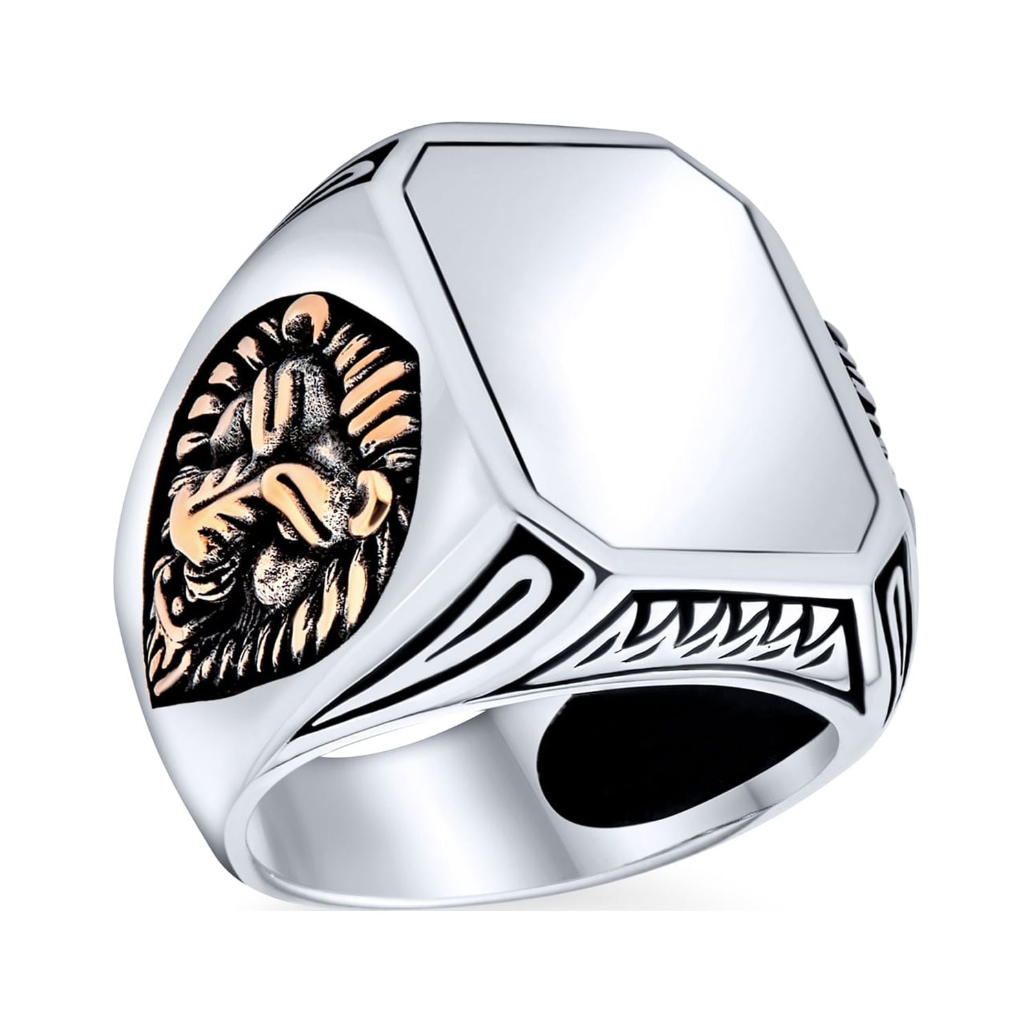 Classic Masculine King of Jungle Rectangle Monogram Initial Signet Lion ...