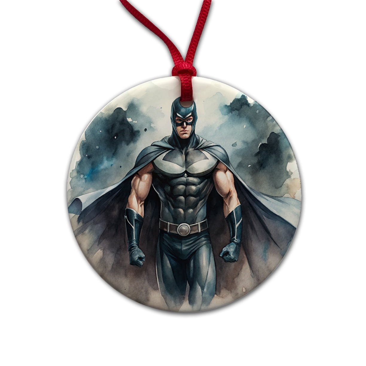 Classic Masked Superhero With Black Costume Watercolor Christmas Tree ...
