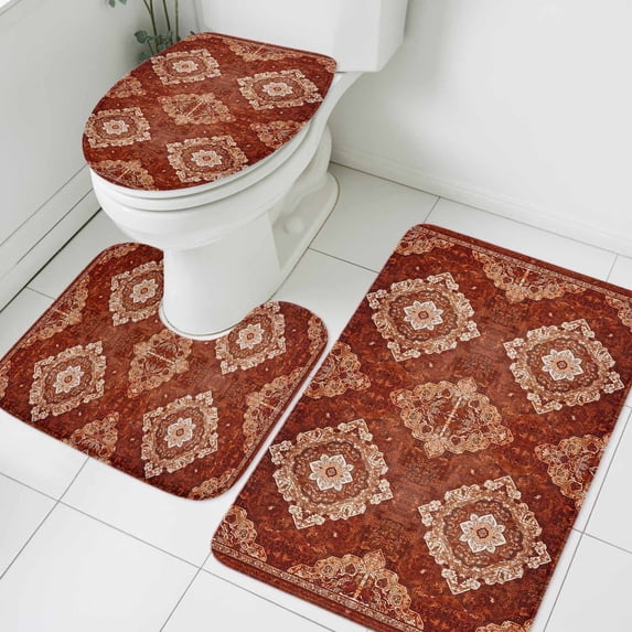 Classic Medieval Bathroom Rugs Set Retro Patterns Non Slip Absorbent ...