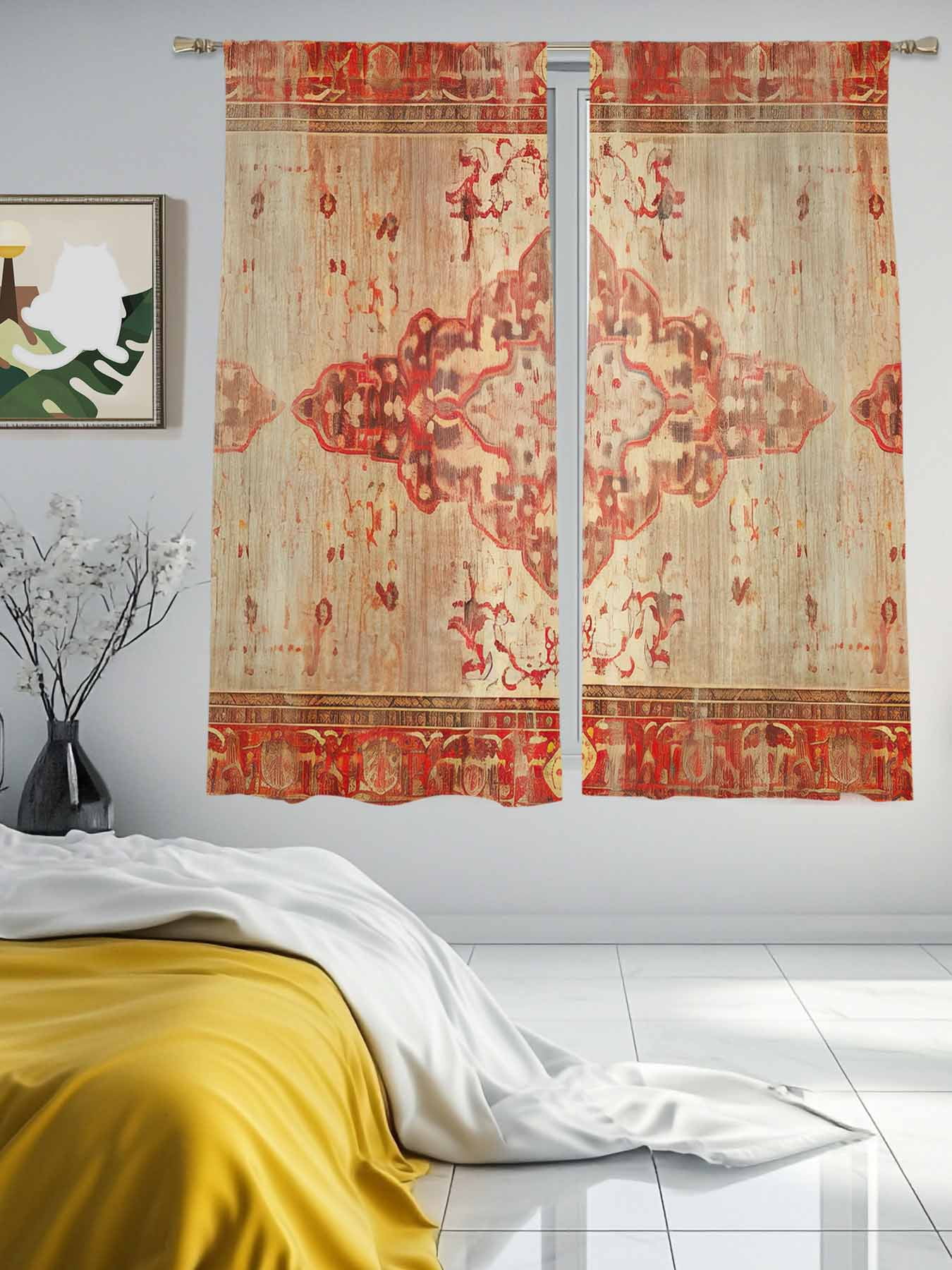 Classic Medieval Sheer Curtains 72 inches Long 2 Panels Set Retro ...