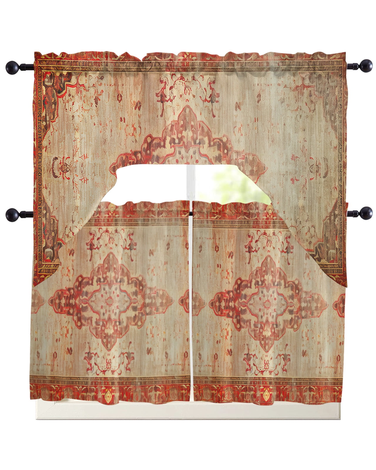 Classic Medieval Swag Valance and Tier Curtains Set Retro African ...