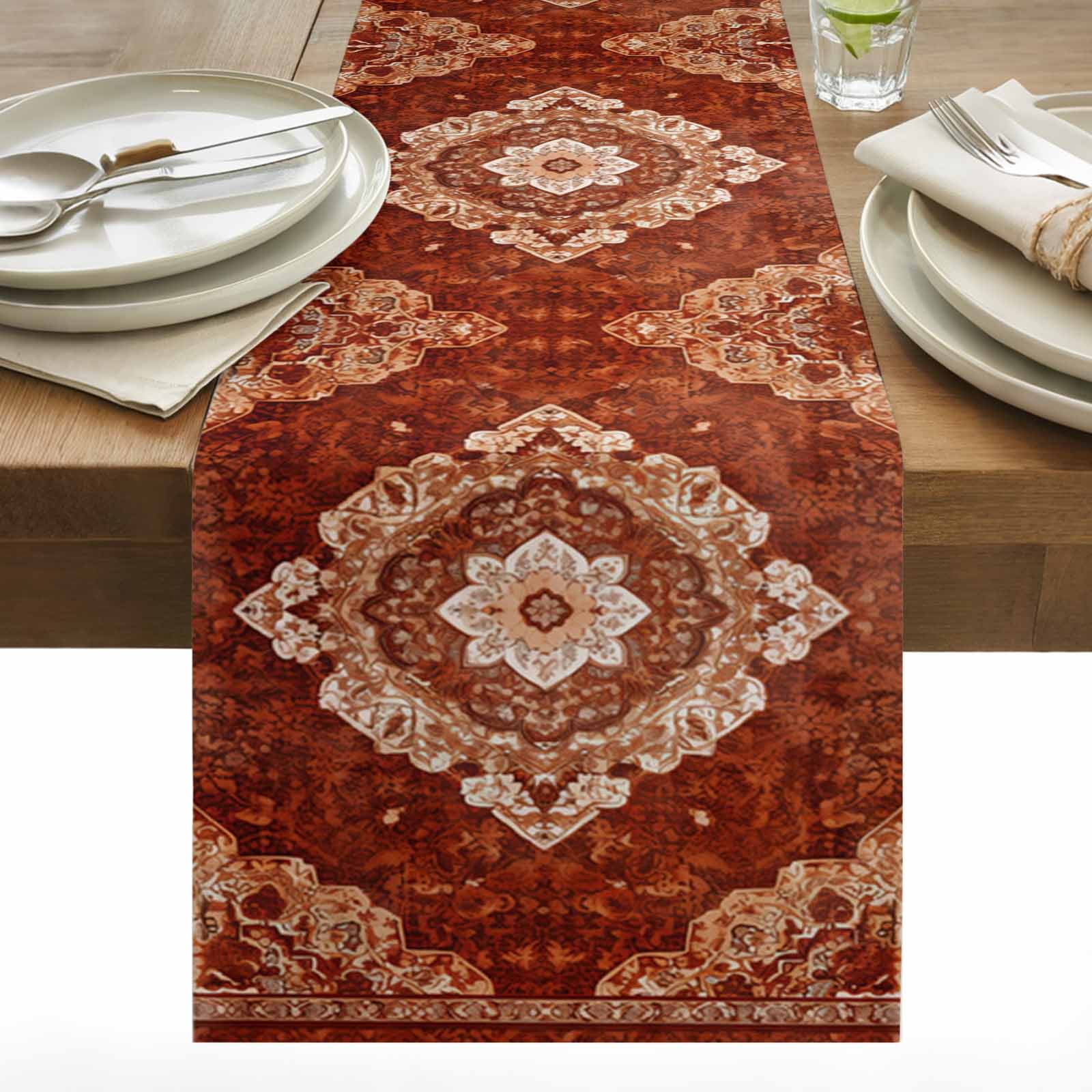 Classic Medieval Table Runner 13x108 inch Retro Patterns Cotton Linen ...