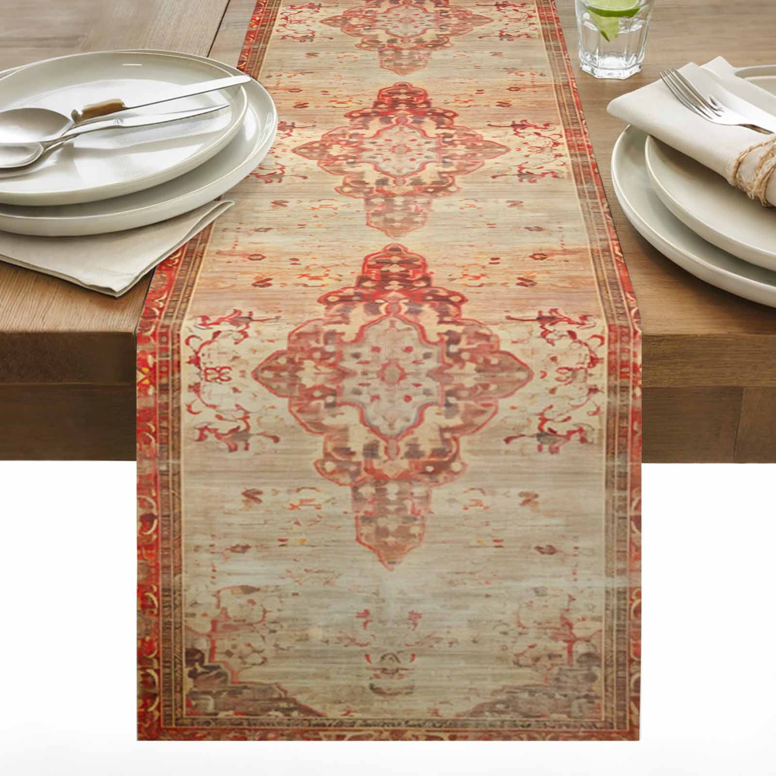 Classic Medieval Table Runner 13x36 inch Retro African Patterns Cotton ...