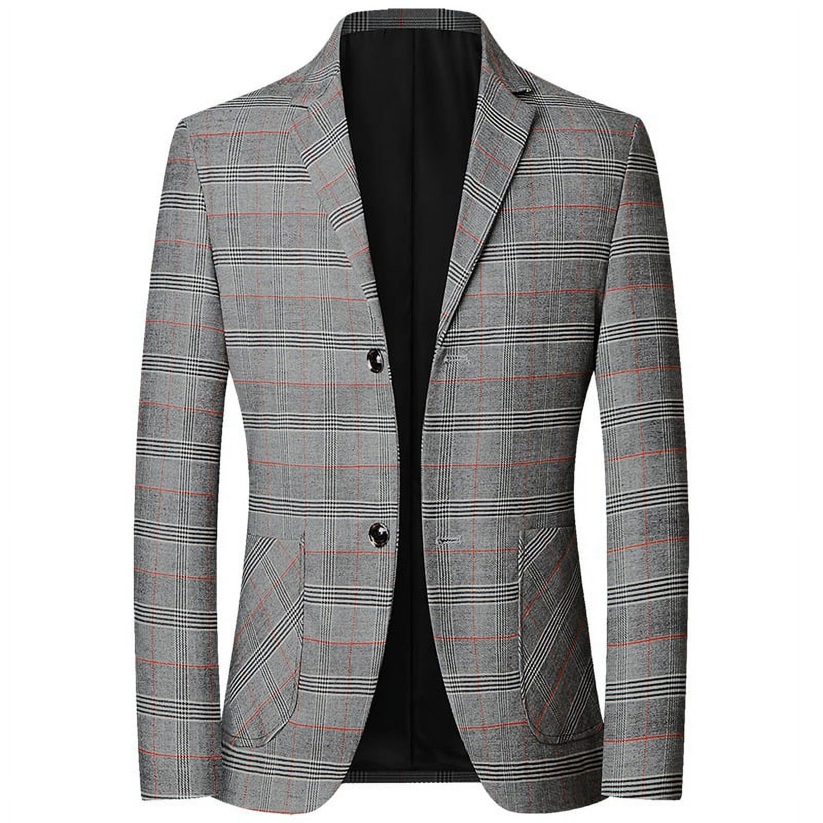 Classic Men's Blazer Oversized England Plaid Business Casual Suit ...