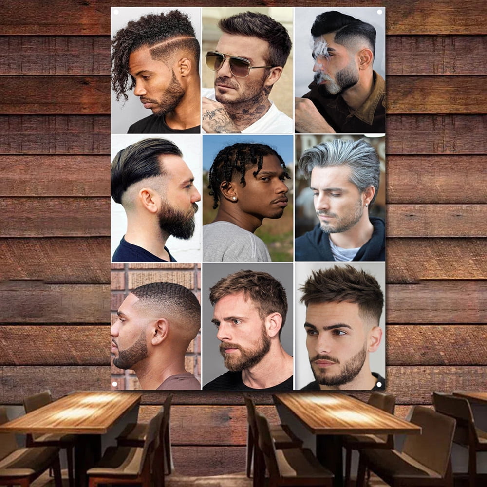 Classic Men's Hairstyle Poster Banner Barber Shop Signboard Banner 38 ...