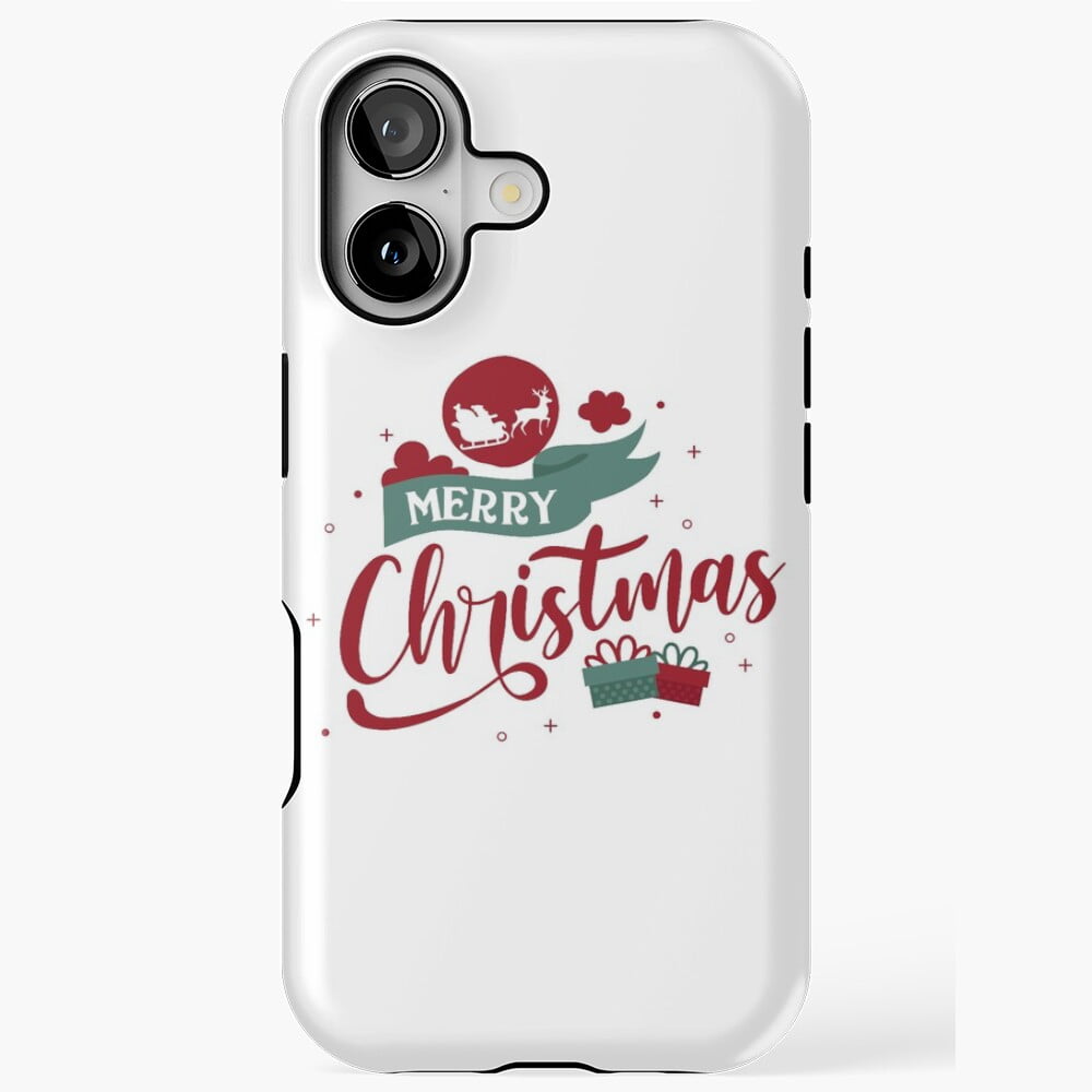 Classic Merry Xmas Text Protective Case for iPhone 11 12 13 14 15 16 17 ...