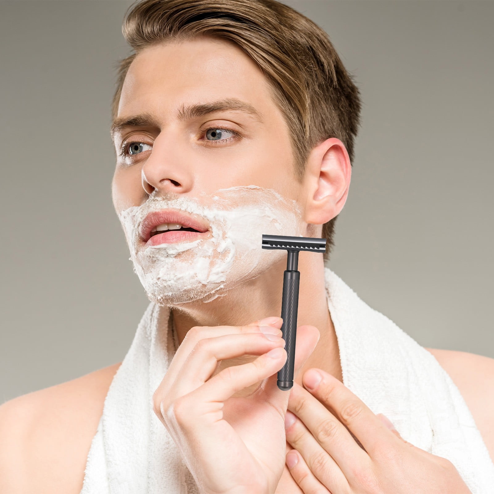 Classic Metal Double Edge Eco Safety Razor Long Handle Wet Shaving Kit ...