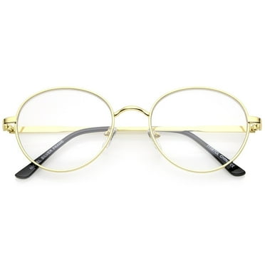 grinderPUNCH Retro Classic Round Metal Frame Clear Lens Glasses ...