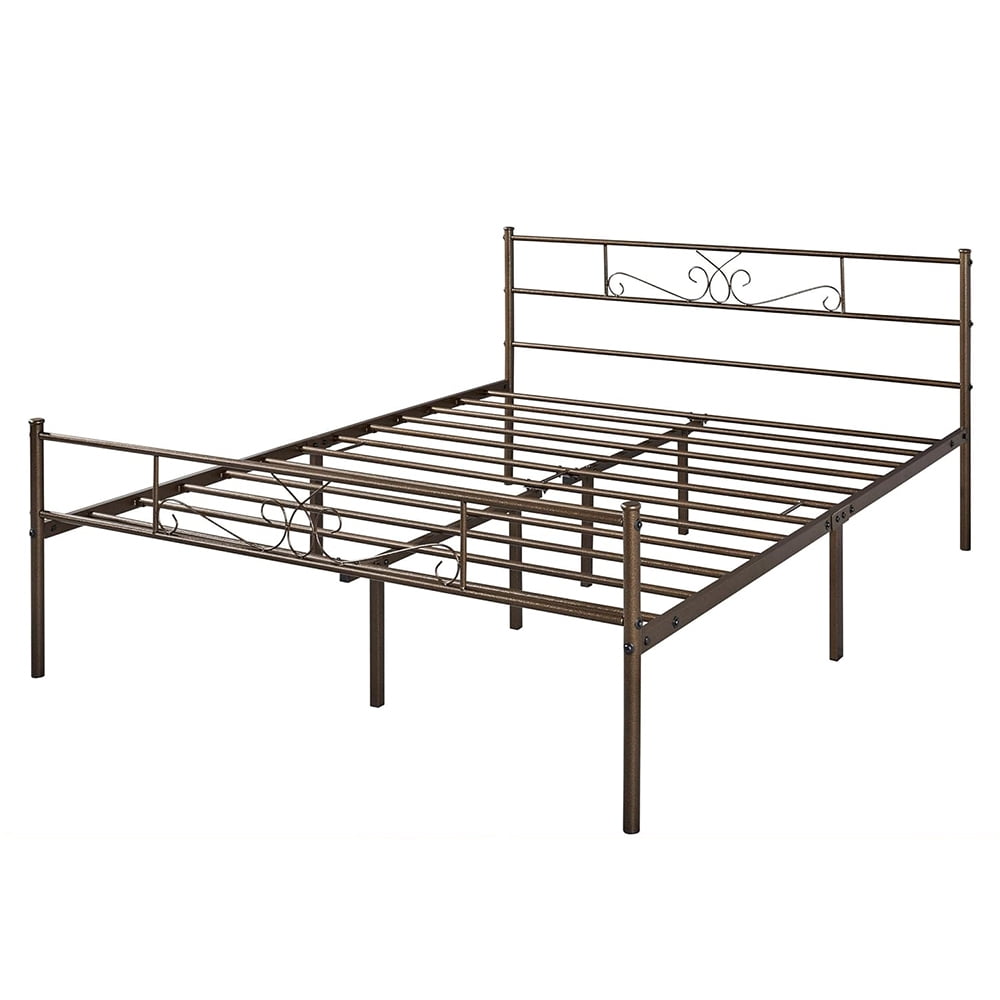 Classic Metal Platform Bed Frame with Headboard and Footboard Flower ... Classic Metal Platform Bed Frame with Headboard and Footboard Flower ...