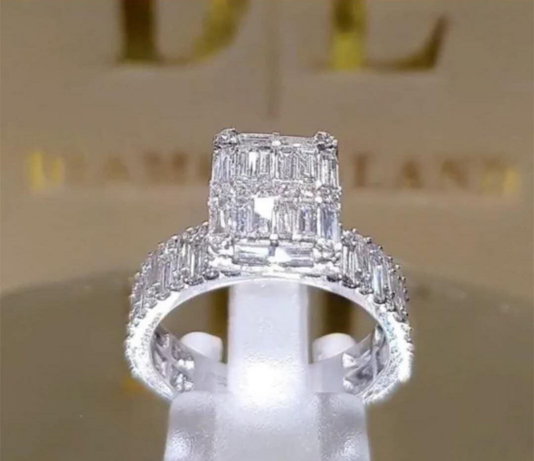 Classic Metal Square Ring Set with Alloy Inlaid Artificial Gems ...