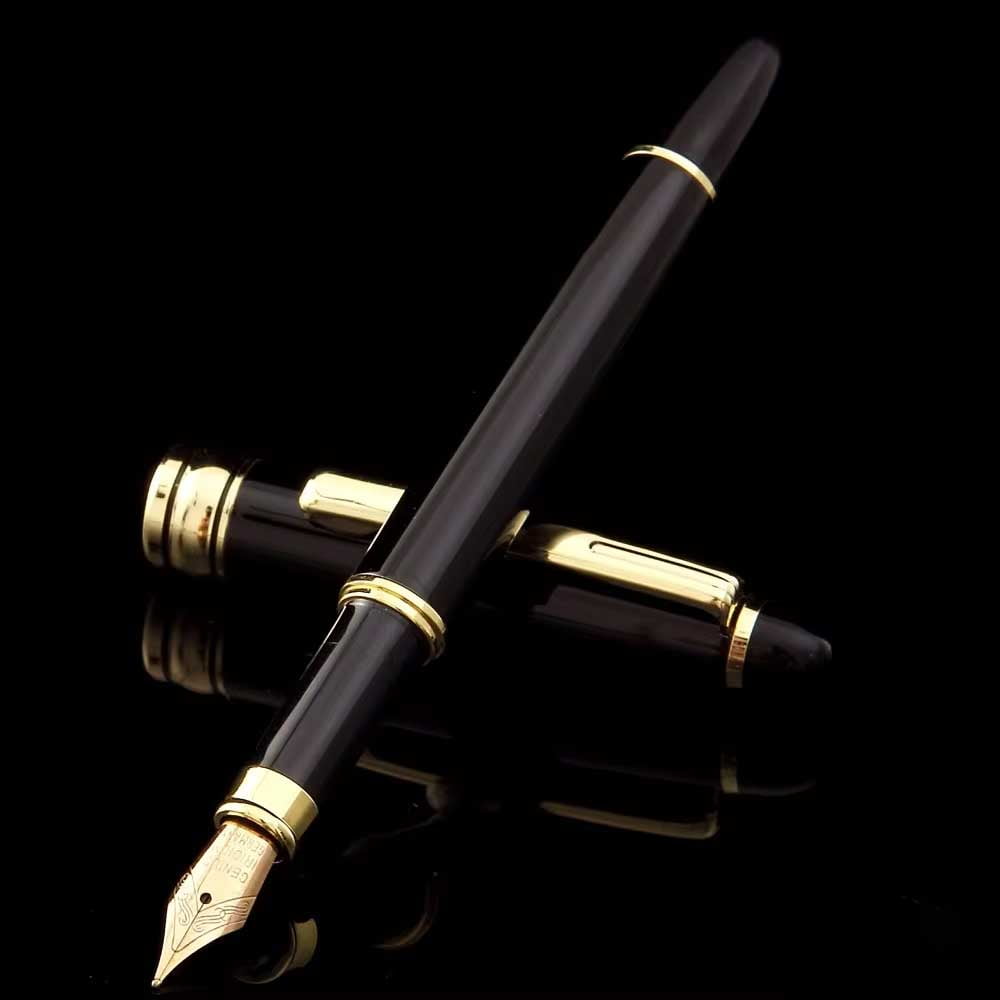 Classic Metallic Black Fountain Pen with Converter - Premium ...