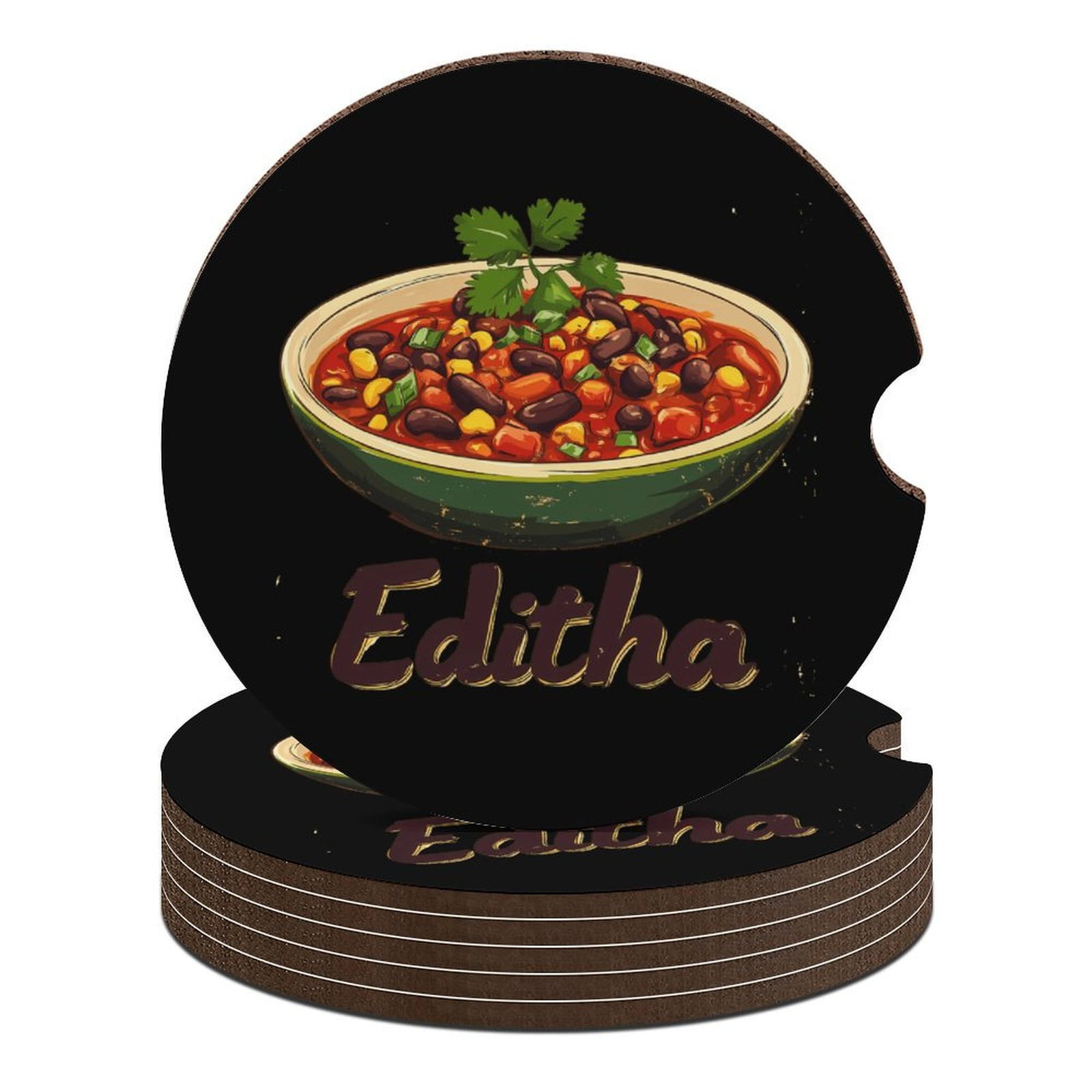 Classic Mexican Dish Chili Tasting Car Coasters for Drinks with A ...