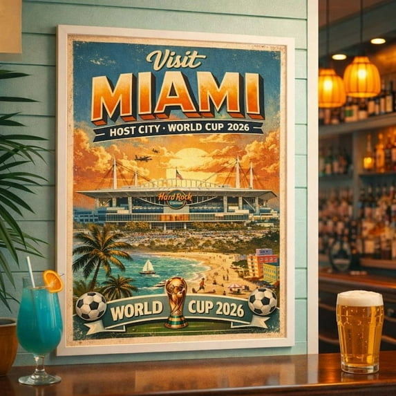 Classic Miami travel art | 2026 World Cup host city | Florida sports ...