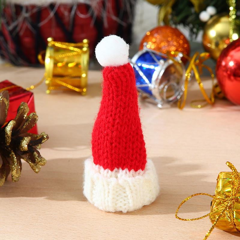Classic Mini Santa Hat Knitted Snowman Wine Bottle Cap Doll Tablecloth ...