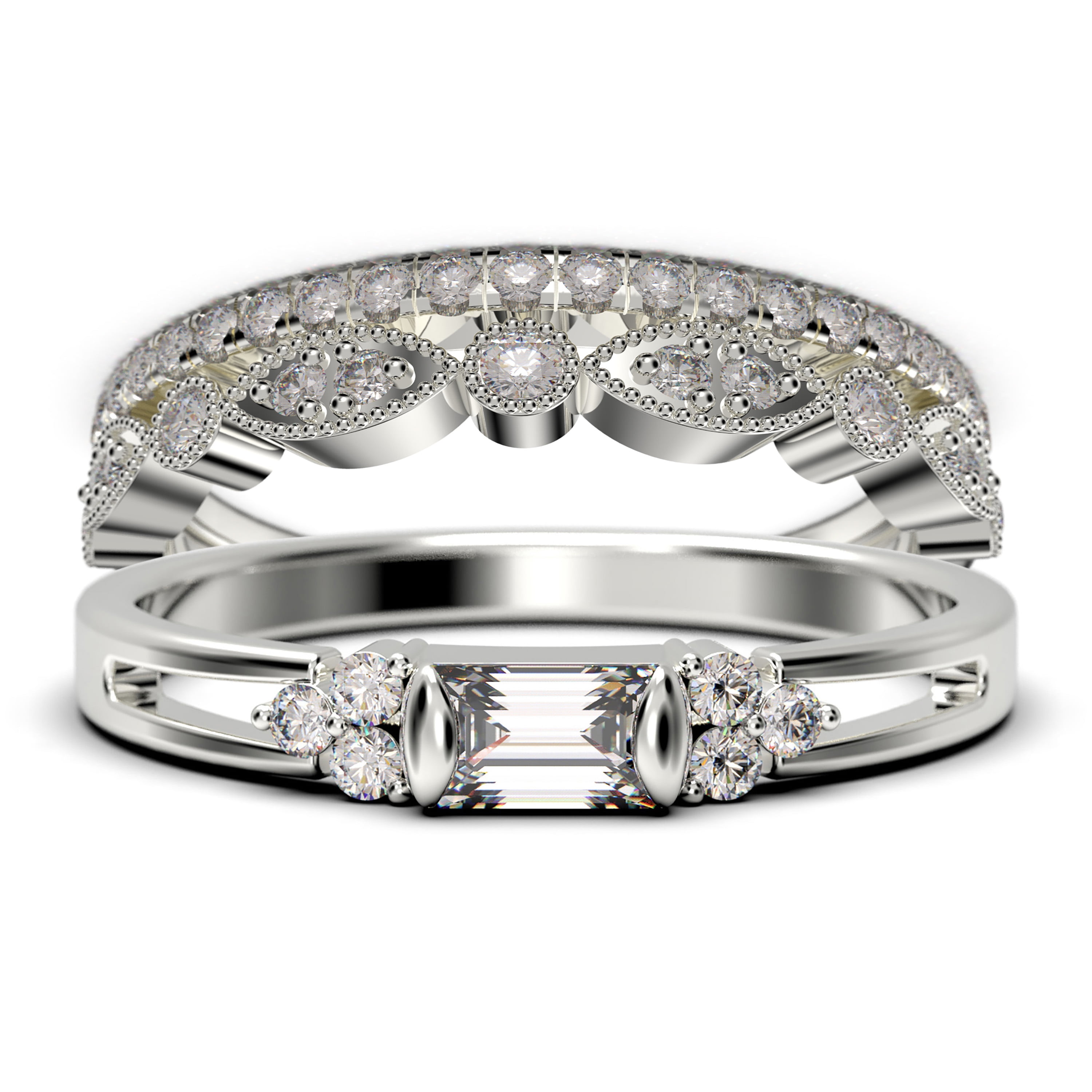 Classic Minimalist 2.00 Carat Baguette Cut Diamond Moissanite ...