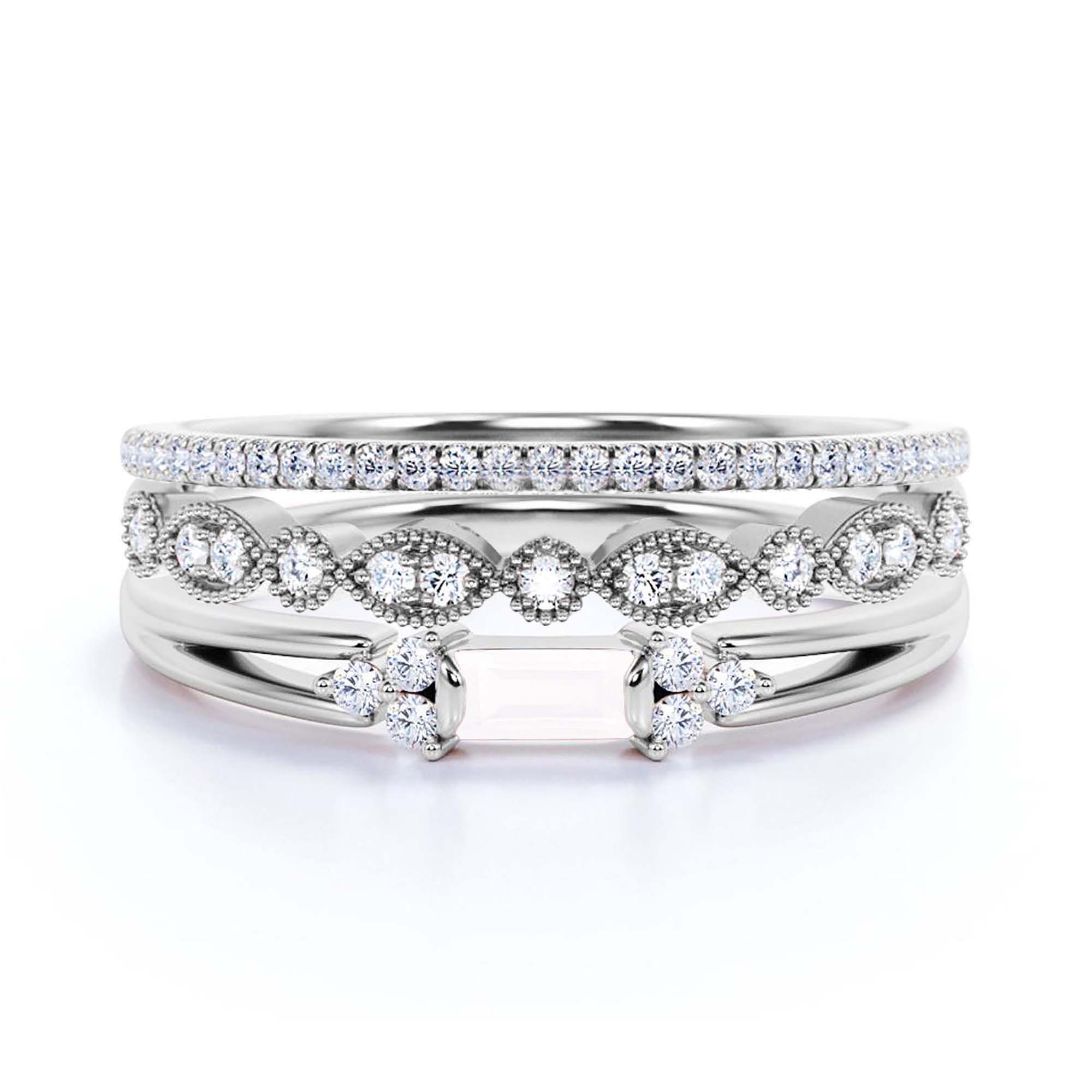 Classic Minimalist 2.00 Carat Baguette Cut Diamond Moissanite ...