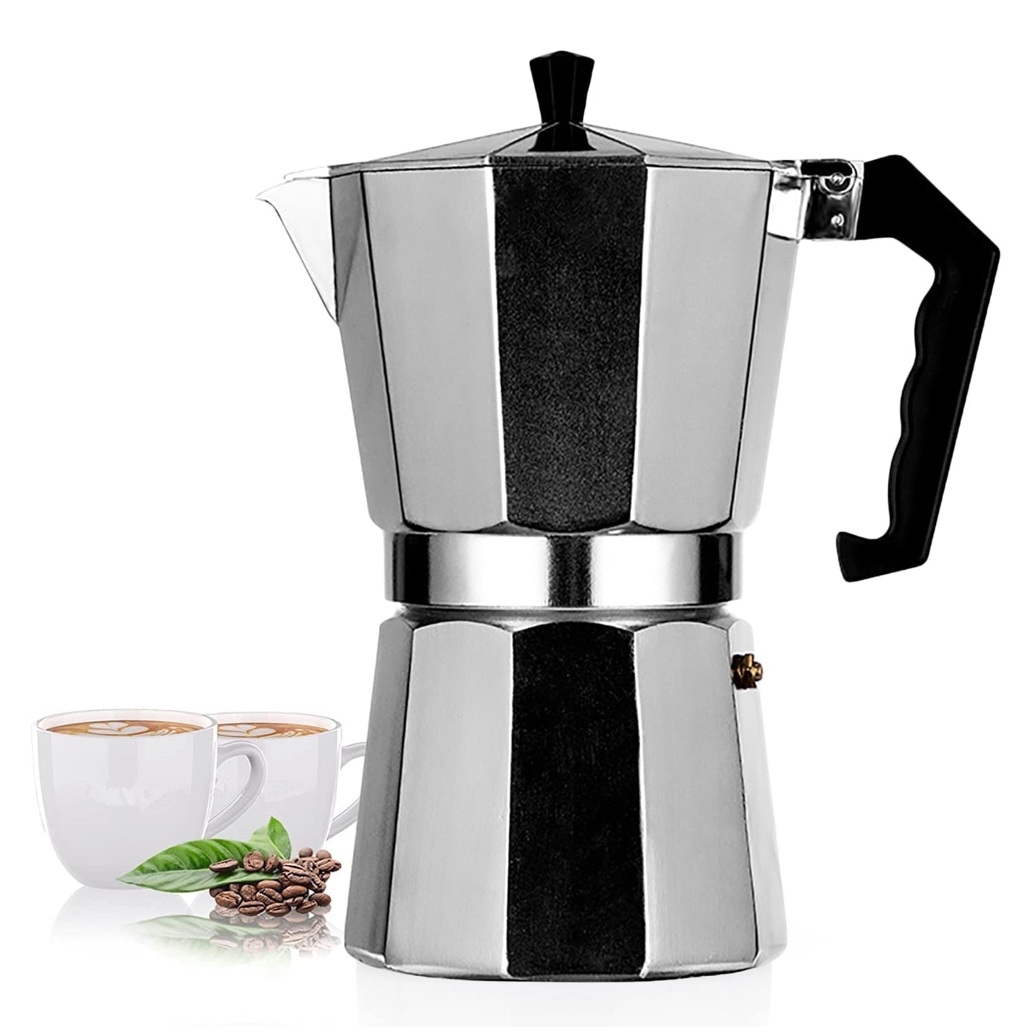 Classic Mocha Italian Style Aluminum Octagonal Coffee Maker, 150ml ...