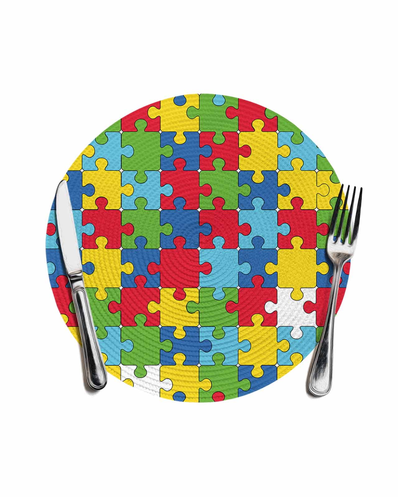 Classic Modern Round Table Placemats 1 pc, Puzzles Pieces Texture ...