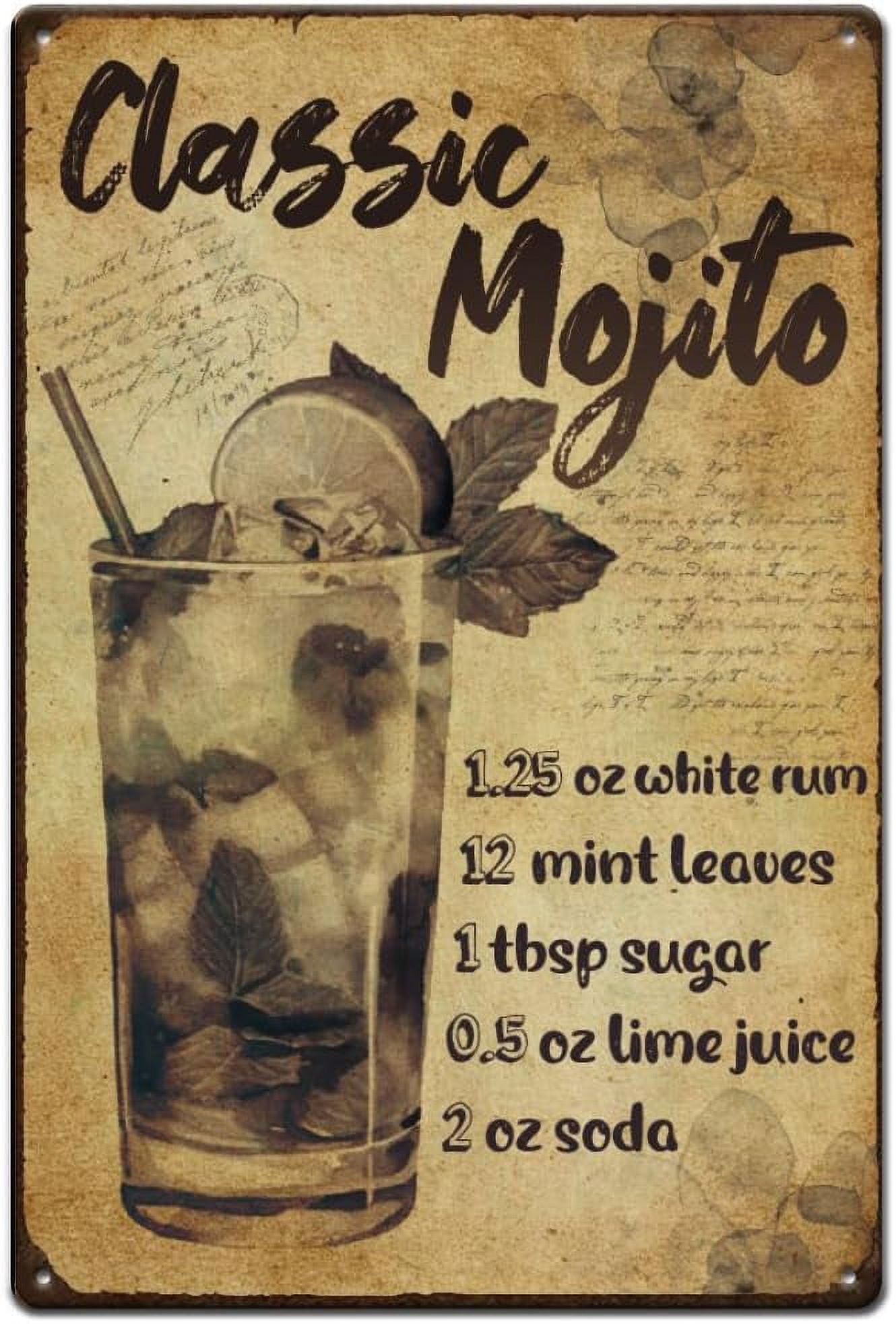 Classic Mojito Metal Sign Drink Tin Signs Mojito Formula Vintage Art ...