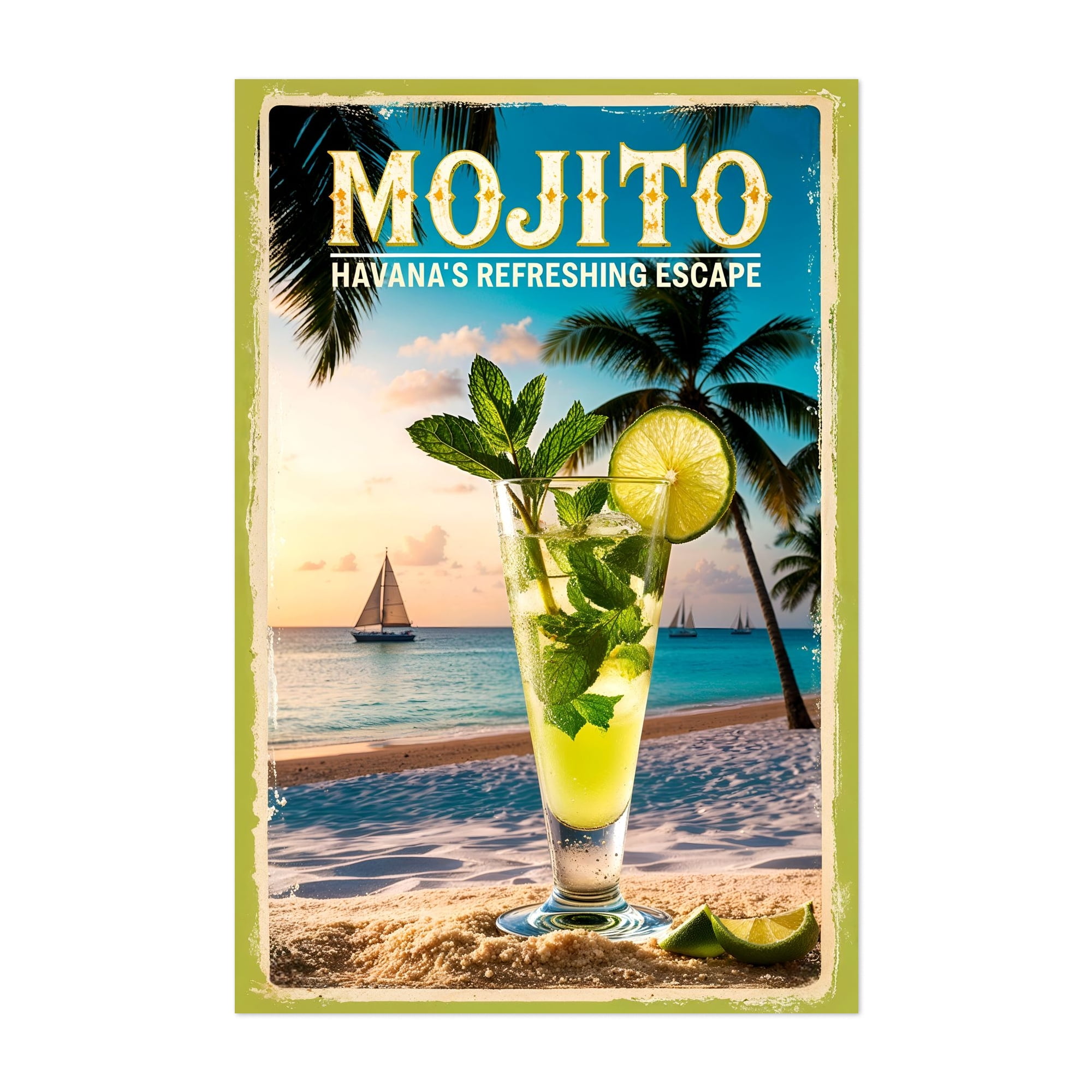 Classic Mojito Print: Nostalgic Tropical Escape - Havana Cuba ...