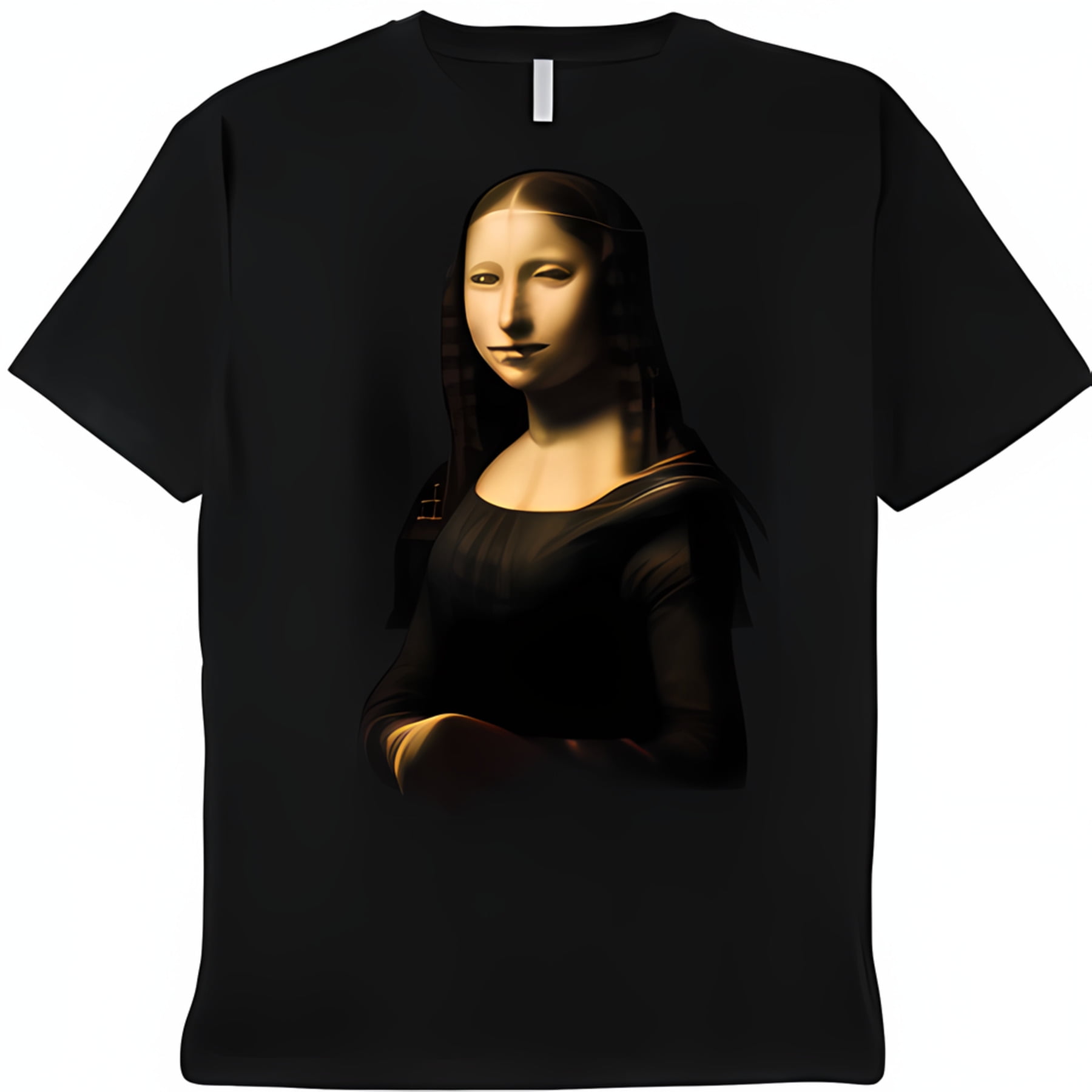 Classic Mona Lisa Black T-Shirt Timeless Design fabric Available in all ...