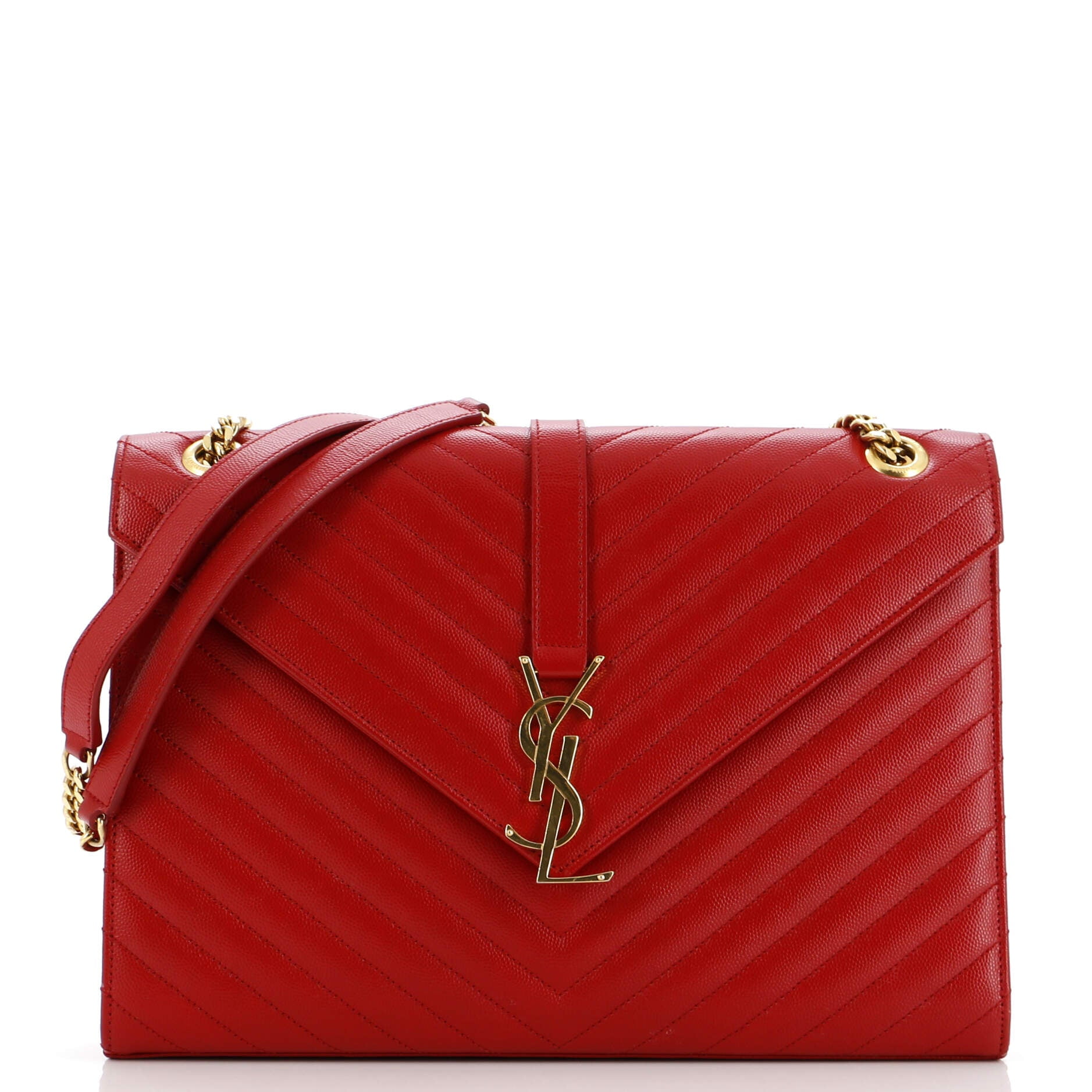 Pre-Owned Classic Monogram Envelope Satchel Matelasse Chevron Leather ...