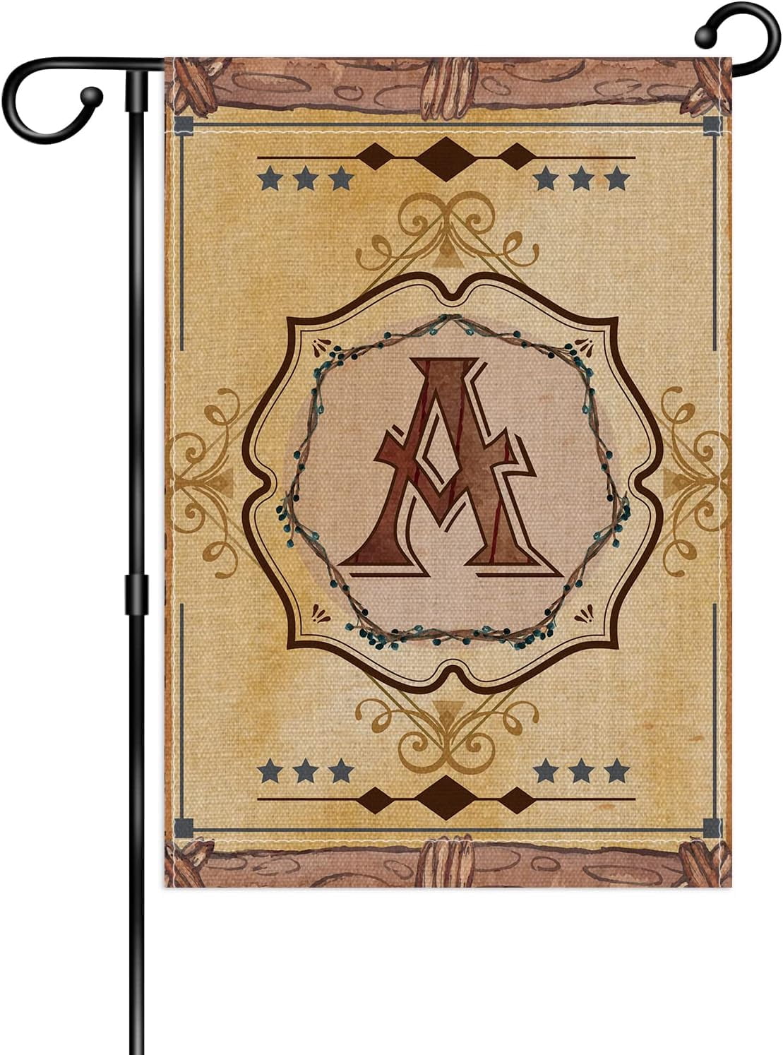 Classic Monogram Letter A Flag - Burlap Family Last Name Yard Flag ...