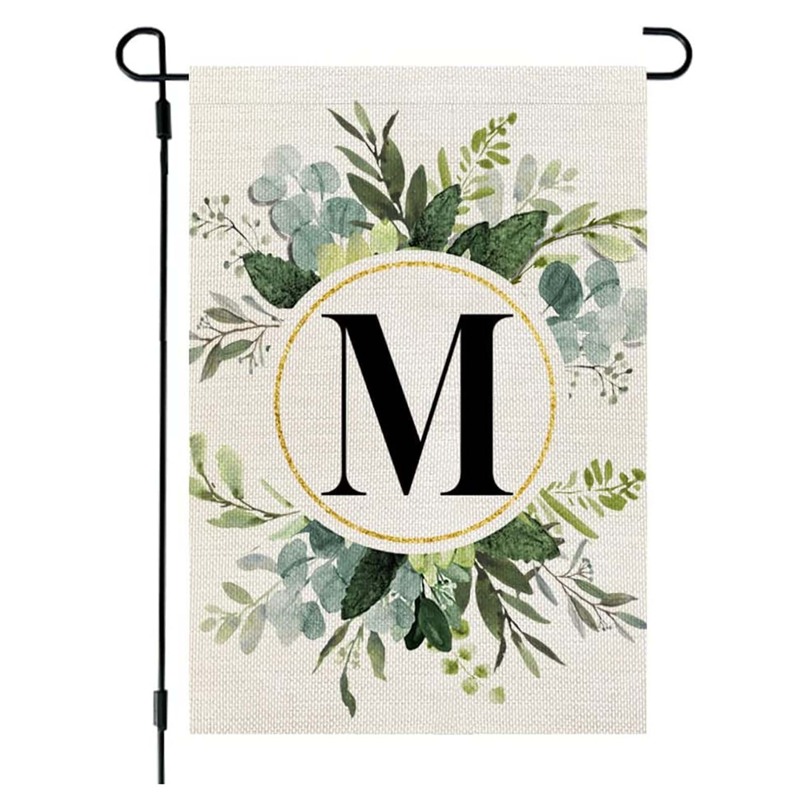 Classic Monogram Letter Garden Flag, 26 Letters+green Plant Printing ...