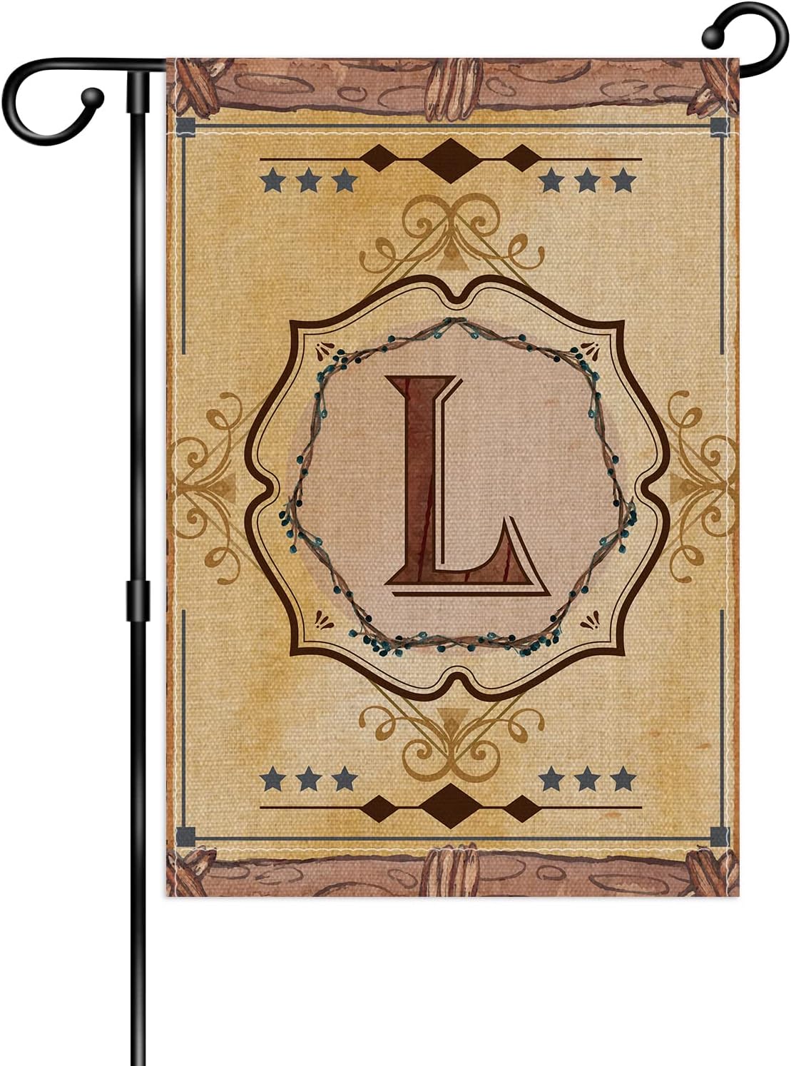Classic Monogram Letter L Garden Flag - Burlap Family Last Name Yard ...