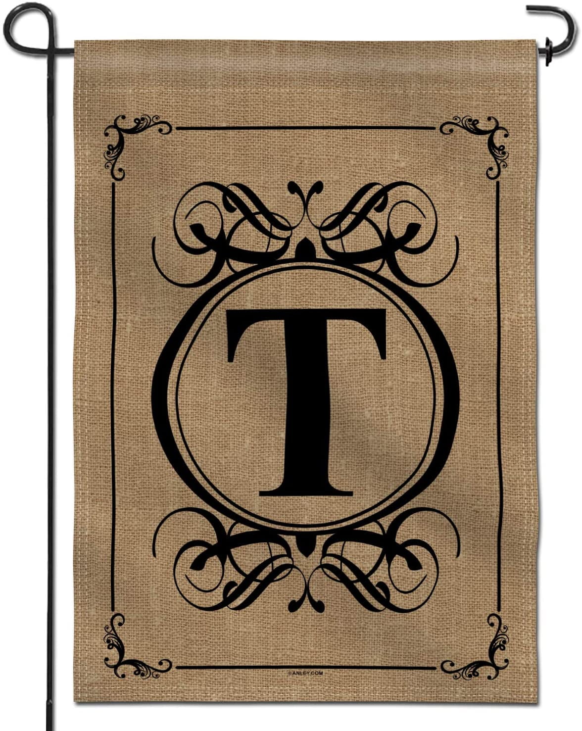 Classic Monogram Letter T Garden Flag, Double Sided Family Last Name ...