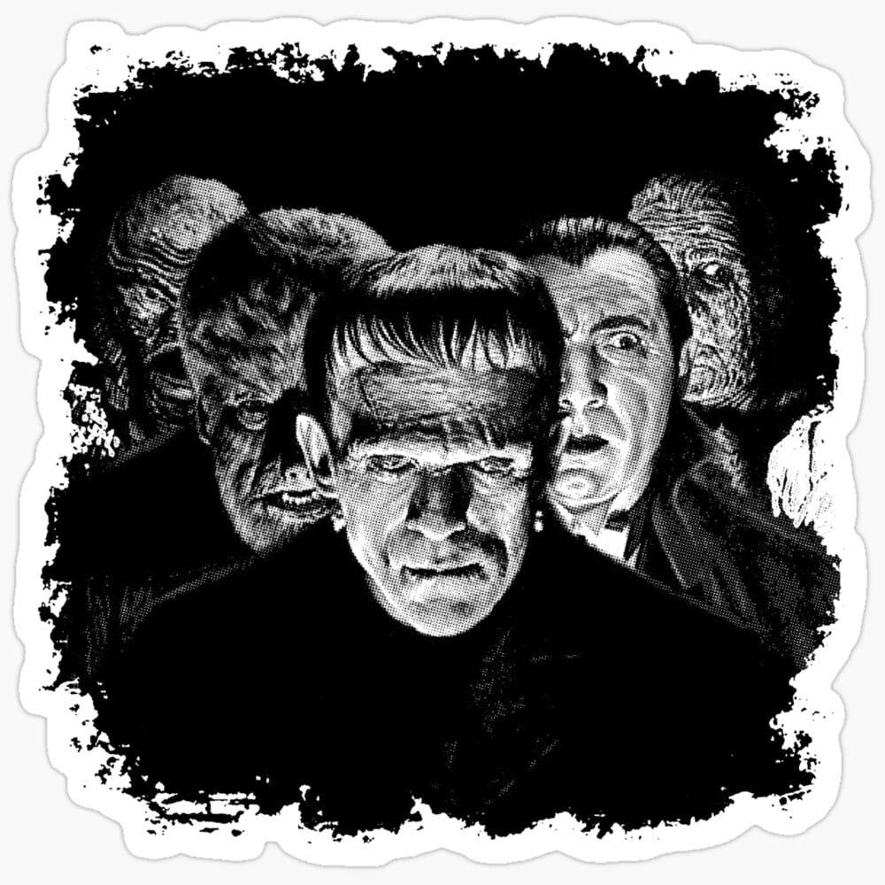 Classic Monsters Black & White Pop! Sticker Phone Decal Water Bottle ...