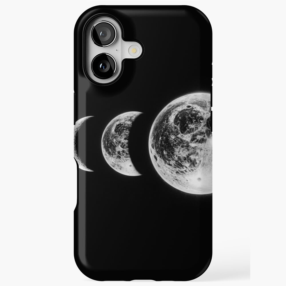 Classic Moon Phases Sticker Design Case with iPhone 11 to 17 Pro Max ...