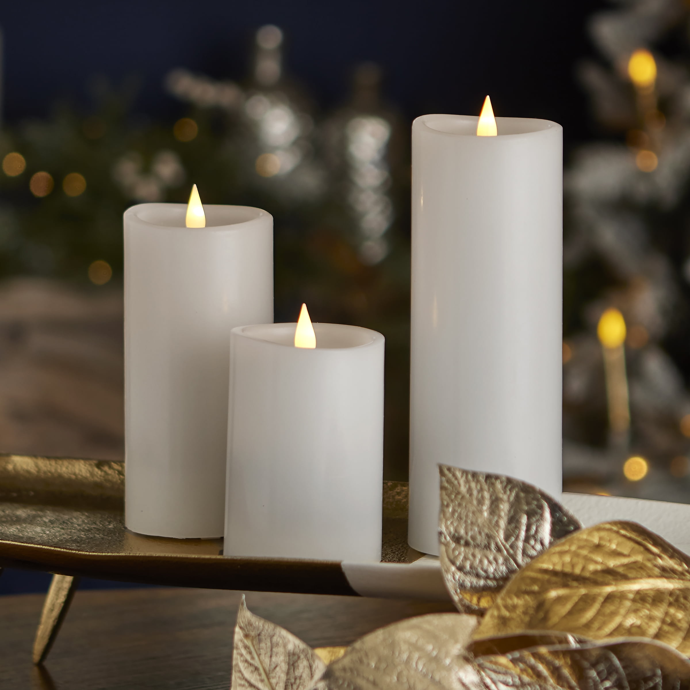 Classic Motion Flameless Candle 3pc Set - 3x5, 3x7, 3x9 White - Walmart.com