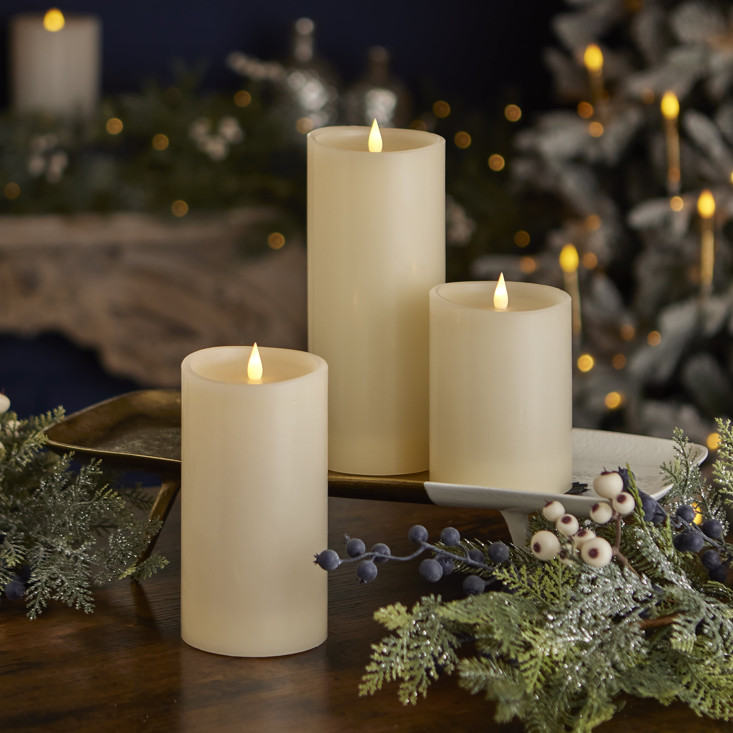 Classic Motion Flameless Candle 3pc Set - 4x6, 4x8, 4x10 Ivory ...