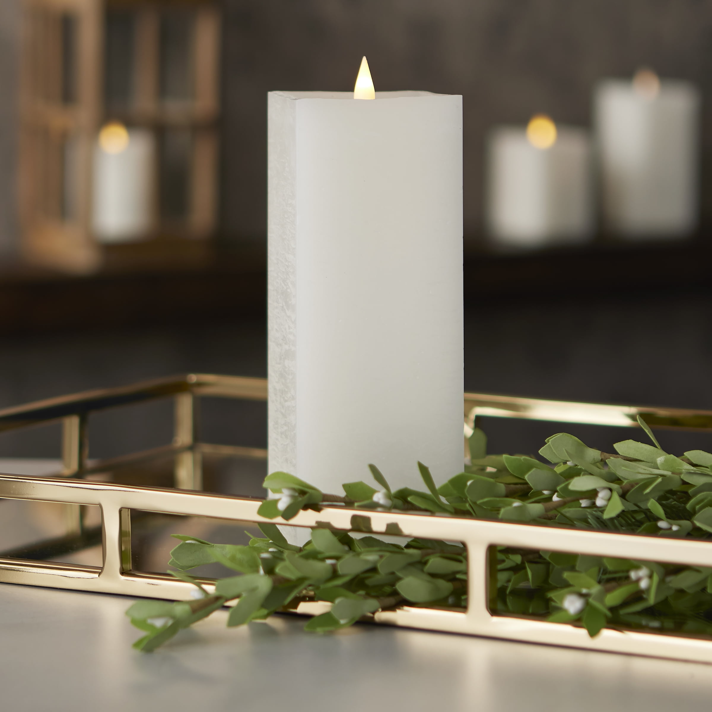 Classic Motion Flameless Square Candle 3x9 White - Walmart.com