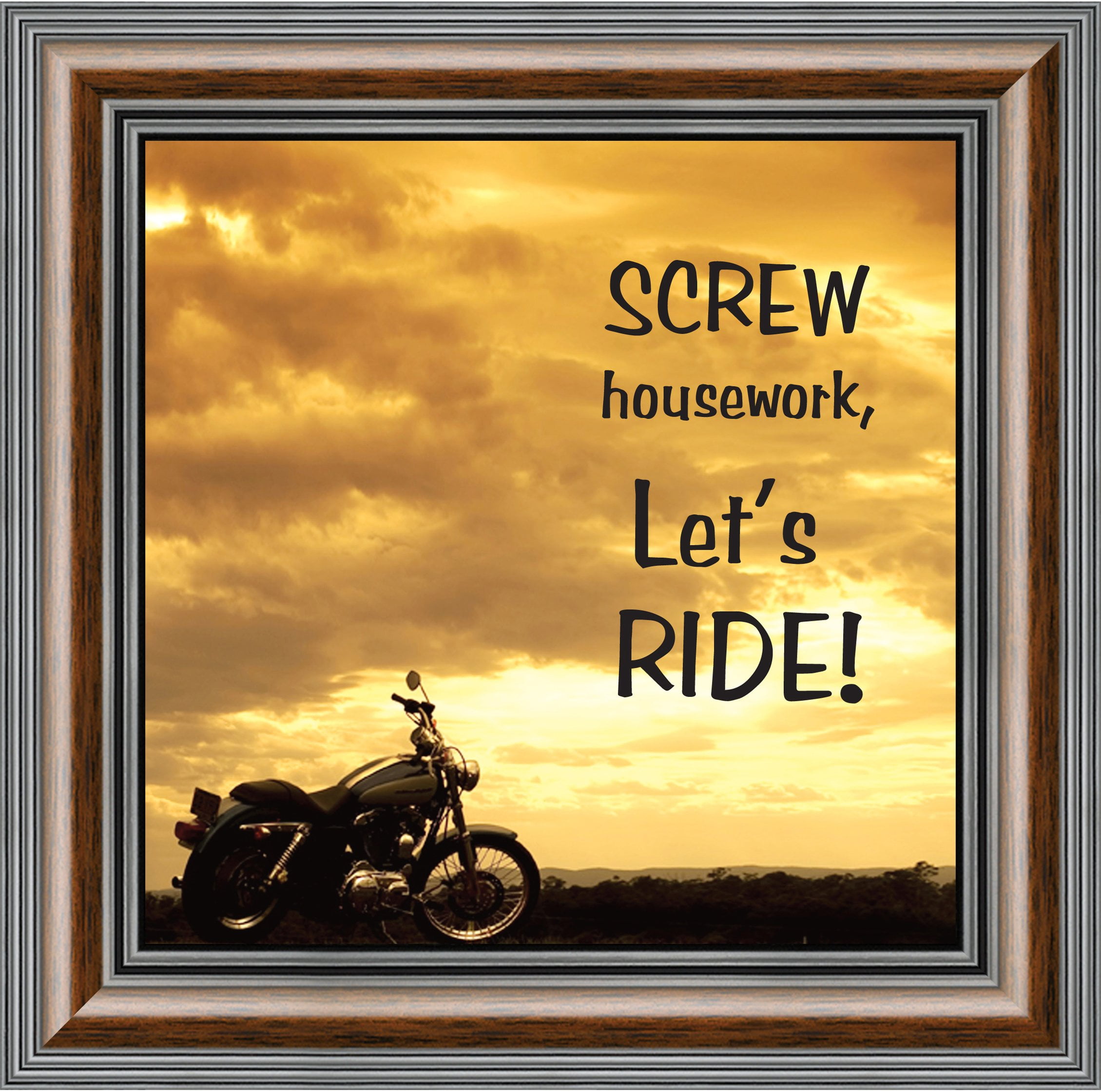 Classic Motorcycle Bikers "Screw Housework, Let's Ride!" Sunset with ...