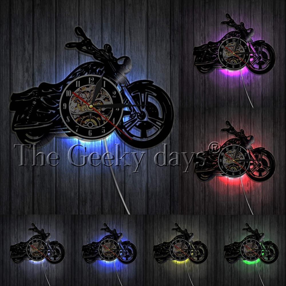Classic Motorcycle Wall Art Wall Clock Mechanic Motorcycle Car Vinyl ...